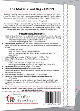 Makers Loot Bag Pattern # CALM019 by Little Moo Designs from Creative