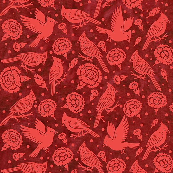 2026 All Ohio Shop Hop Fabric - Cardinals & Carnations Red Cherry SH205 ...